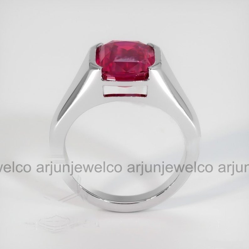 Mens Ruby Ring, Mens Solitaire Wedding Ring, 3.6 Ct Cushion Cut Pink ...