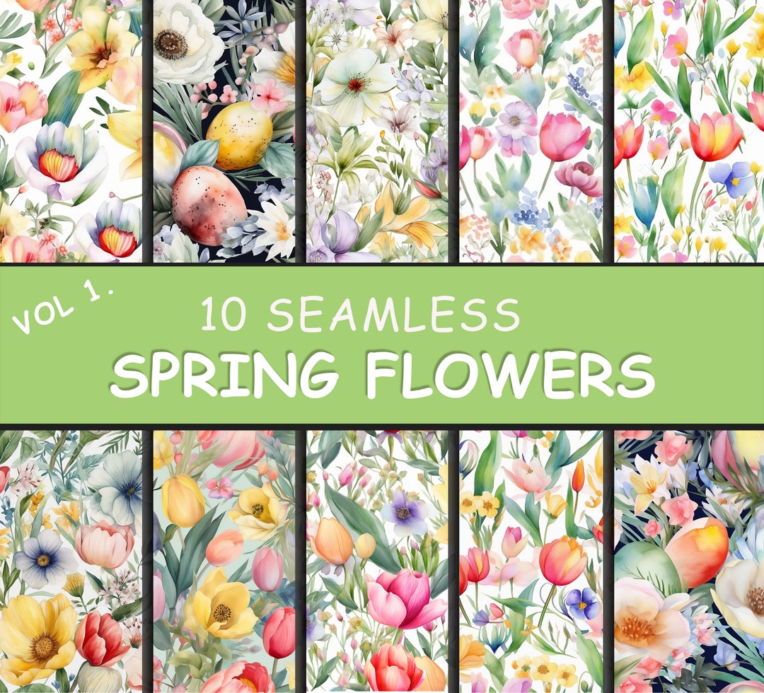 Spring Floral Seamless Pattern, Printable Digital Paper, Seamless Texture - Etsy