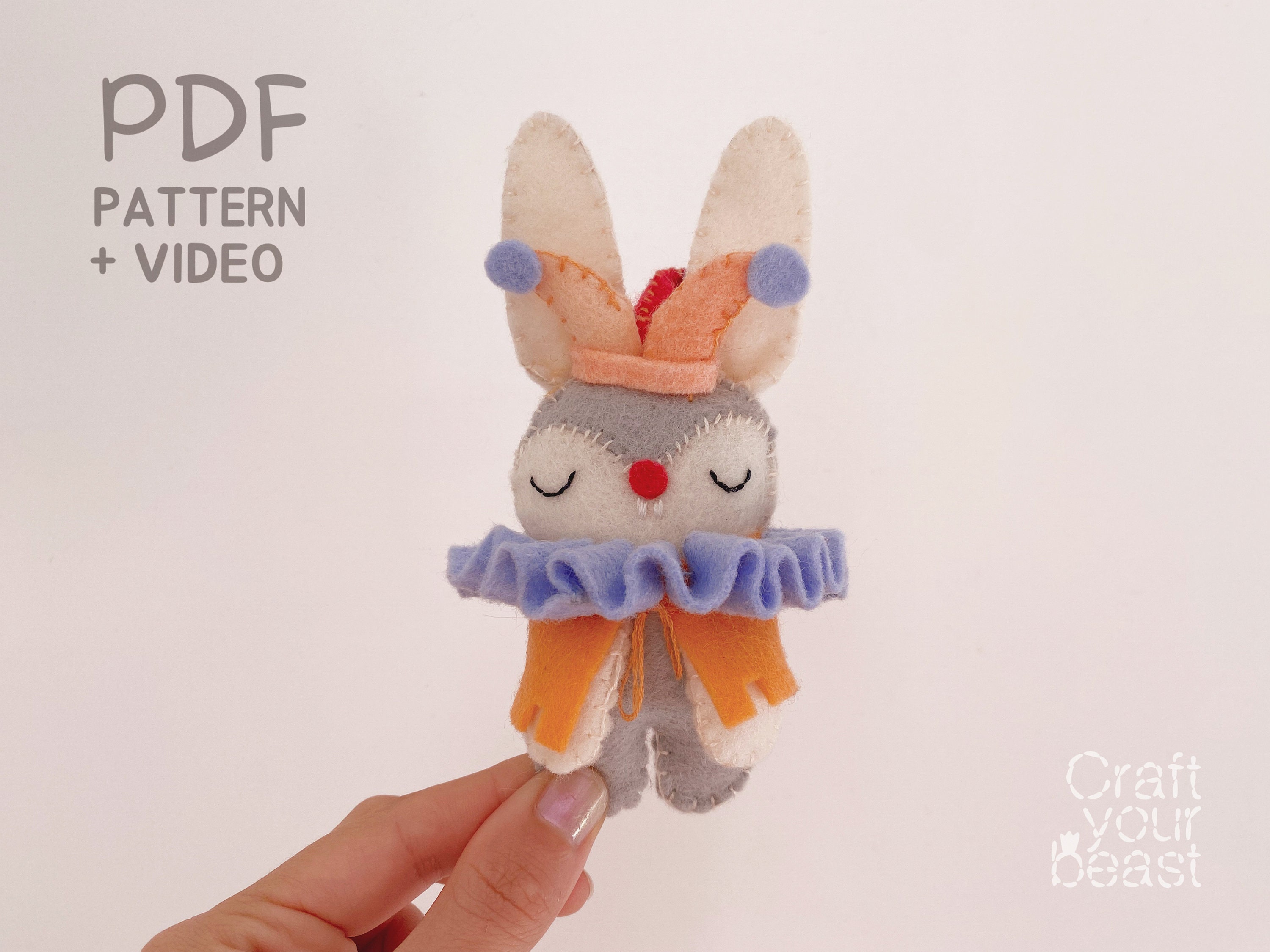 PDF Sewing Pattern and Video Tutorial DIY of a Mini Stuffed Animal ...
