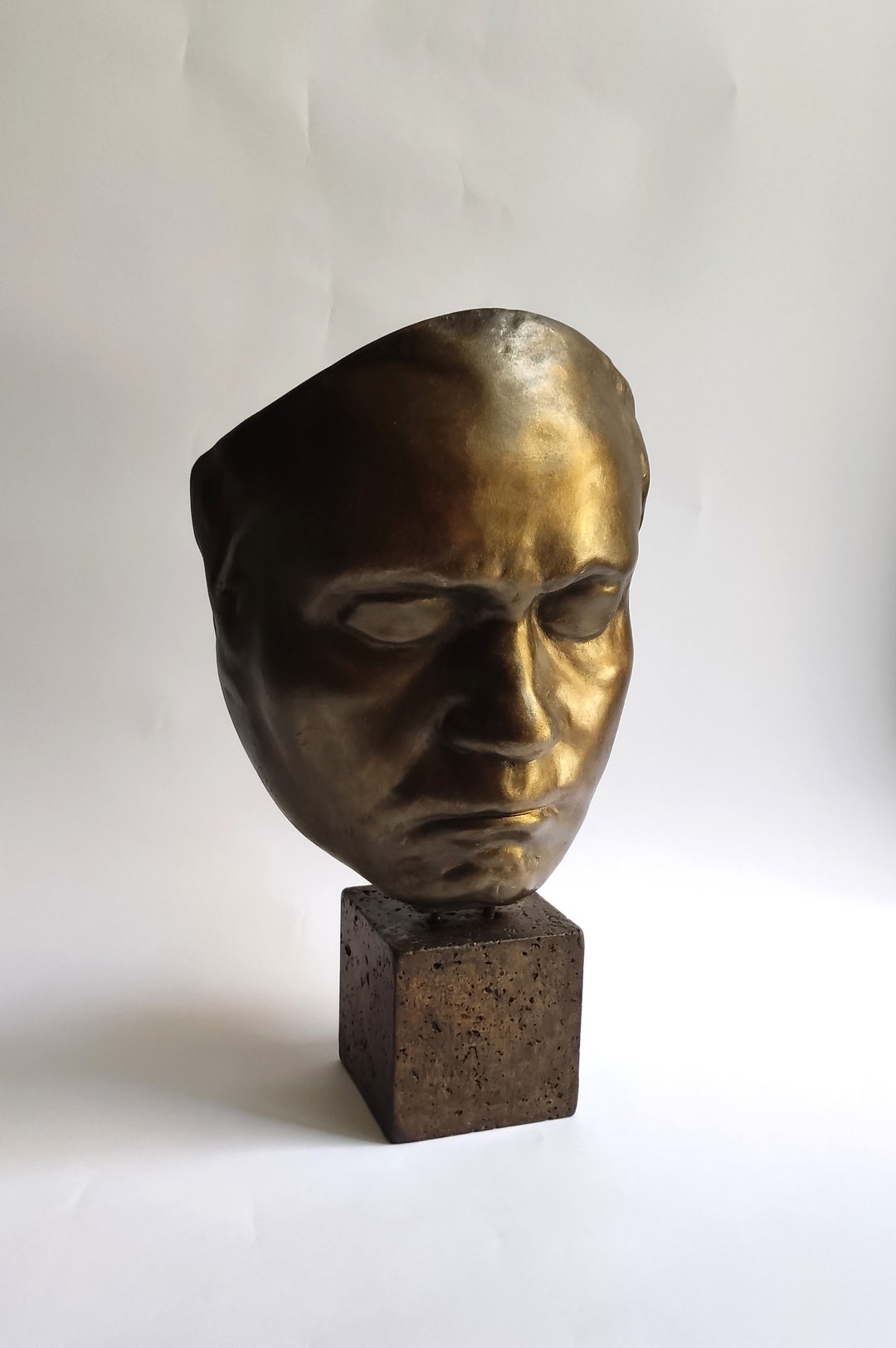 Antique Old Metal Death Mask of Beethoven With Stone Pedestal - Etsy