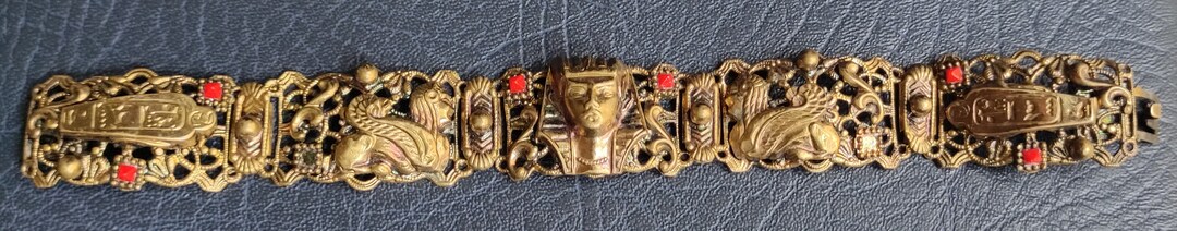 Max Neiger - Antique Art Deco Egyptian Revival Jewel - Bracelet Czech ...