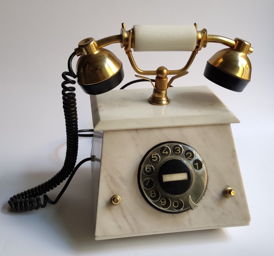 Incredible Vintage Luxury Cabinet Rotary Telephone - Marble & Brass ...