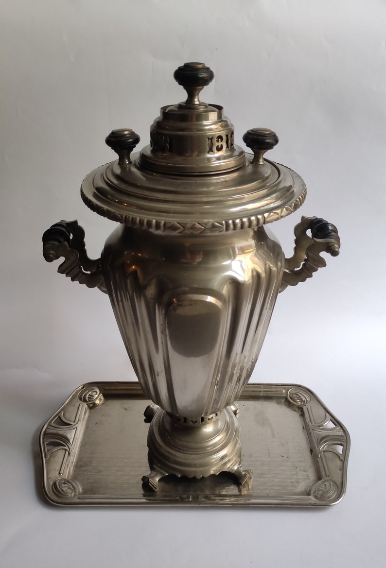 Antique Russian Imperial Samovar With Tray-batashev-tula - Etsy