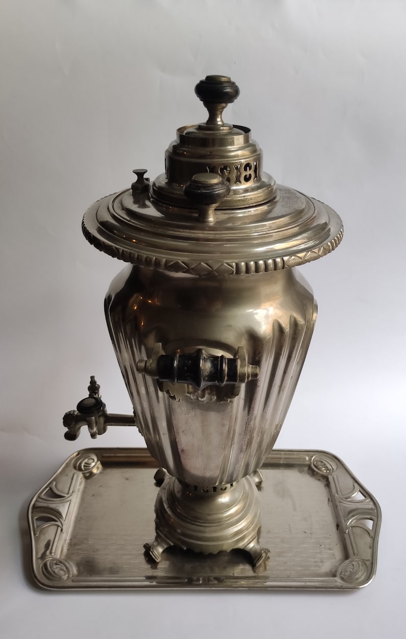 Antique Russian Imperial Samovar With Tray-batashev-tula - Etsy