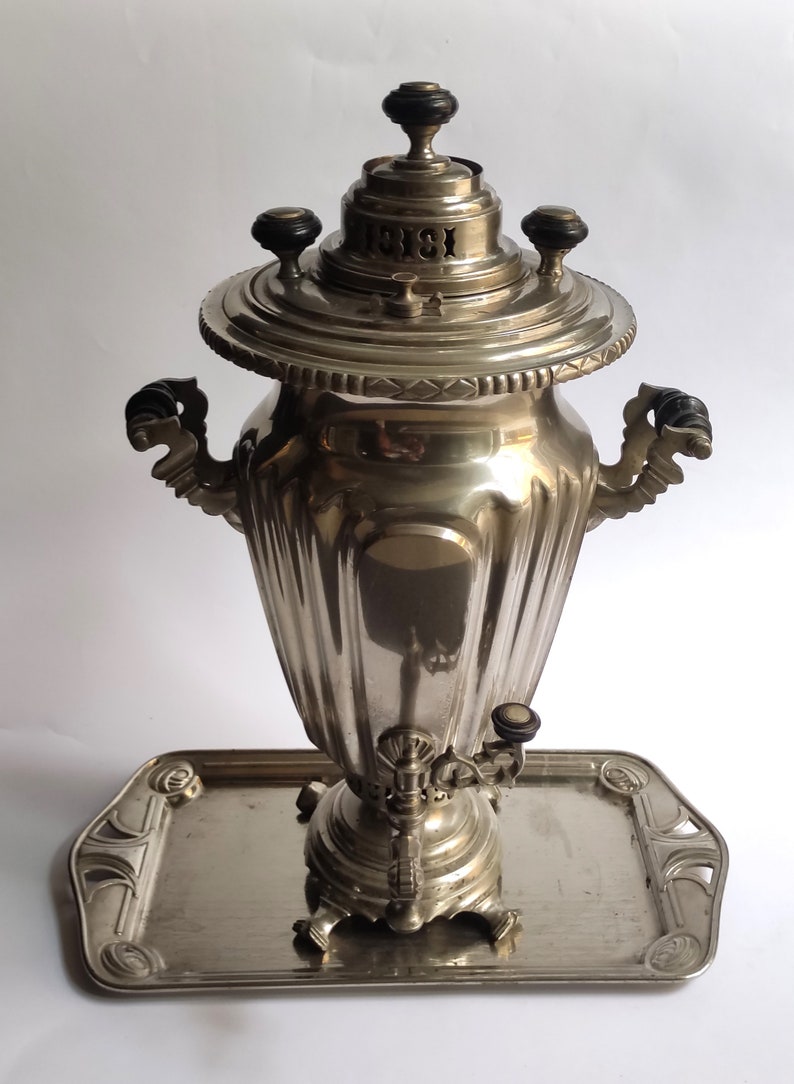 Antique Russian Imperial Samovar With Tray-batashev-tula - Etsy