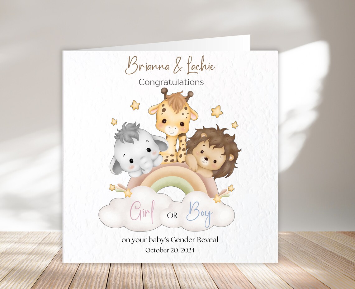 Personalised Gender Reveal Card to Gift to the Expecting Parents to Be ...