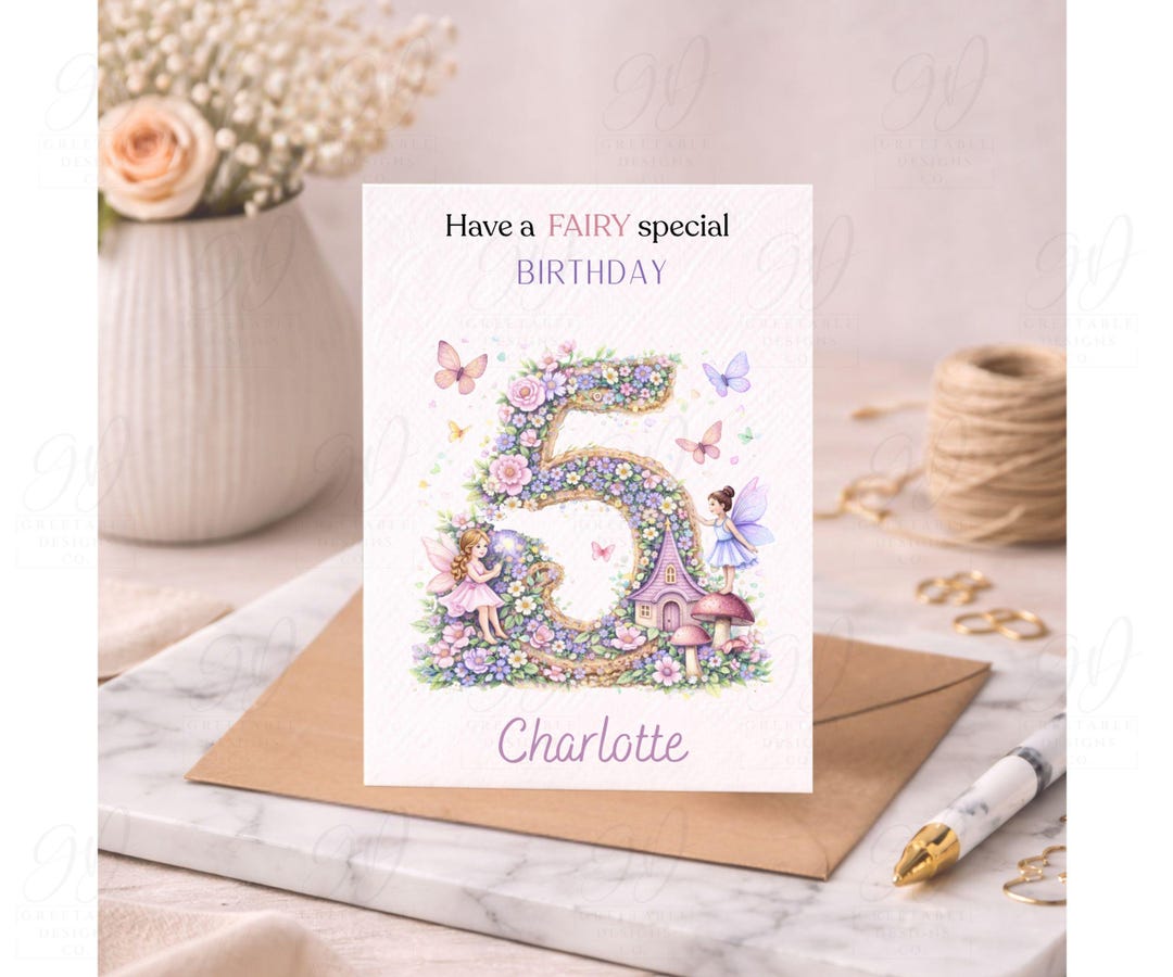 Editable Fairy Birthday Card Template Any Age, Personalised Girls ...