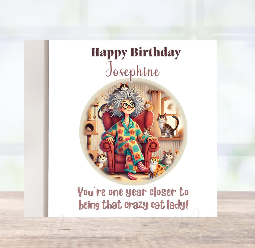 Personalized Cat Lady Birthday Card: Custom Greeting Card - Etsy