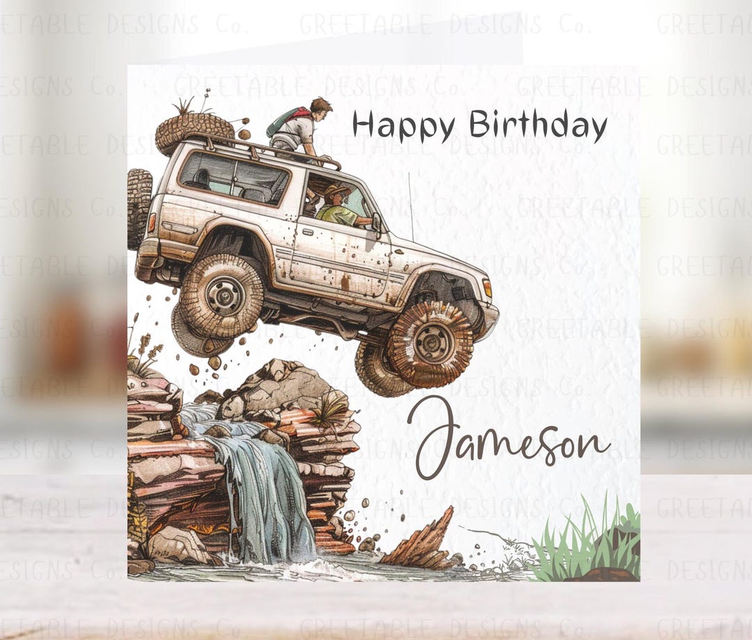 Birthday Card for 4WD Enthusiasts. 4x4 Lovers Personalised Greeting Card Custom Made. Celebrate ...