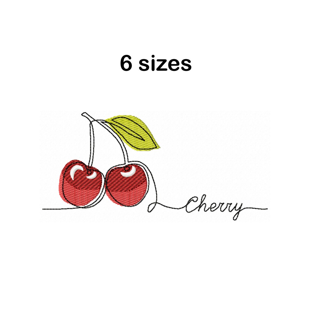 Cherry Word Art Machine Embroidery Design, Kitchen Embroidery, 6 Sizes ...