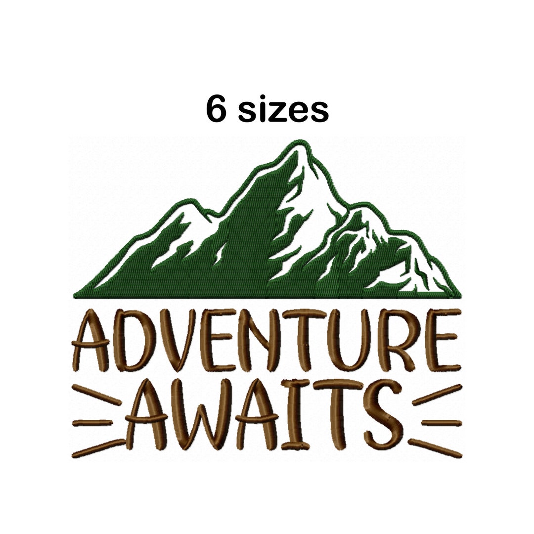 Adventure Awaits Word Art Machine Embroidery Design, Mountain Saying ...