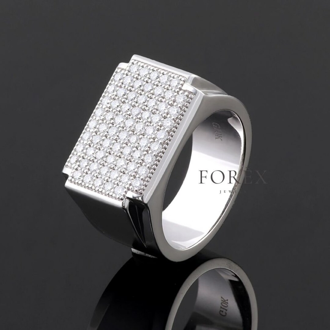 Men's Diamond Ring, Hip Hop Ring, Men's Wedding Ring, 2.41 Ct Simulated ...