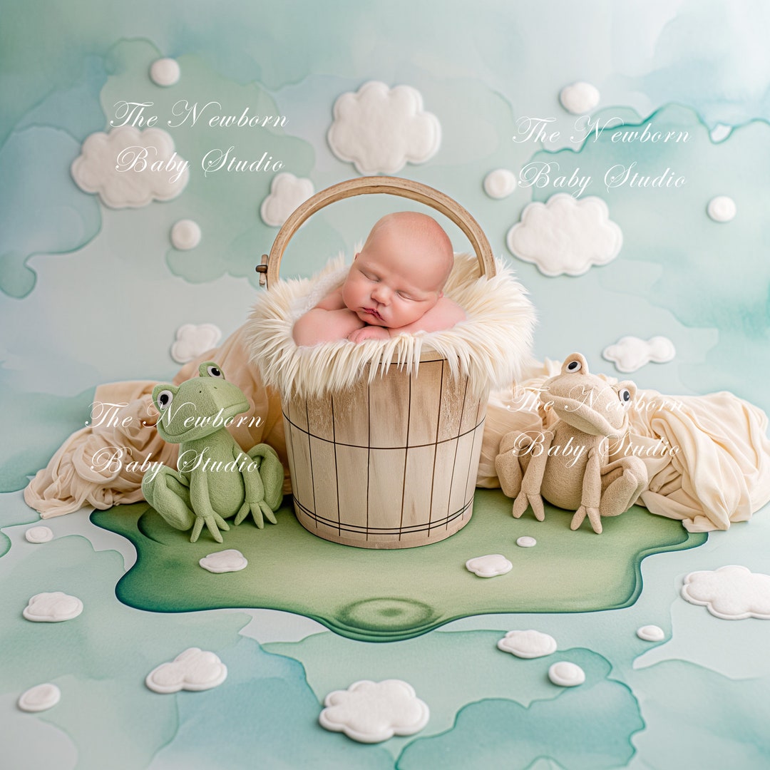 Newborn Digital Backdrop Frogs, Frog Backdrop for Newborn, Digital ...