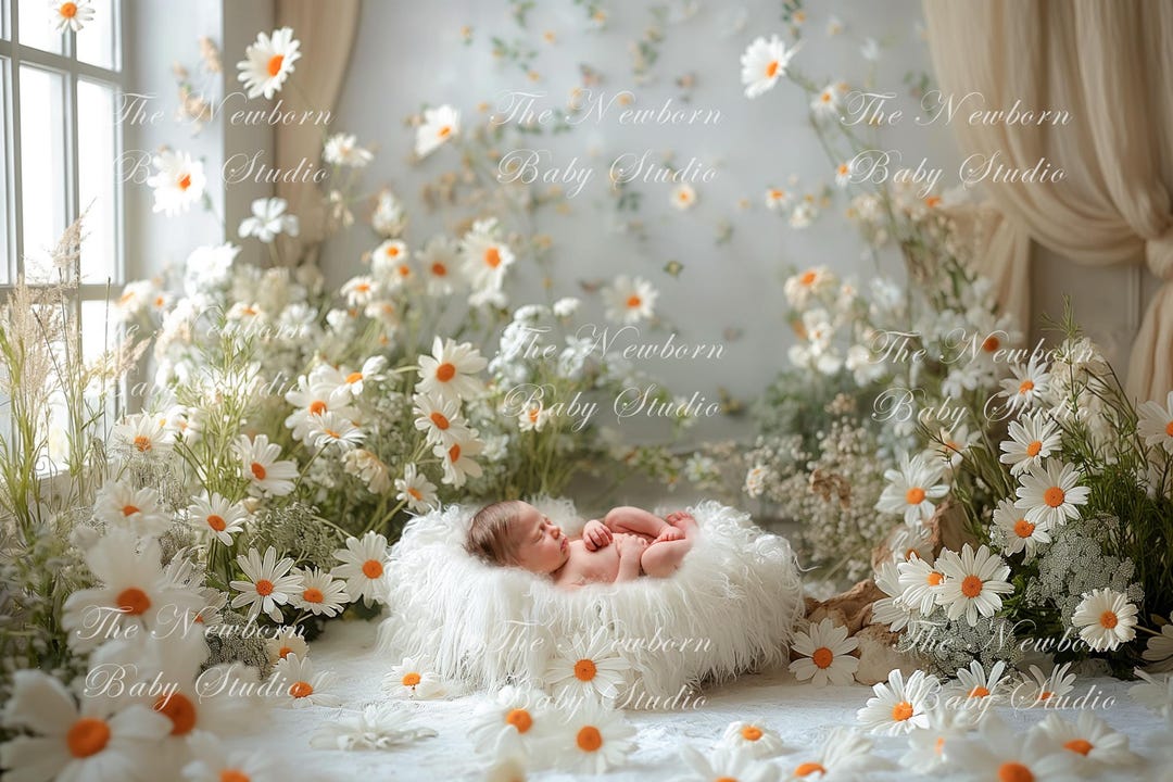 Newborn Digital Backdrop Spring, Newborn Digital Background Daisies ...