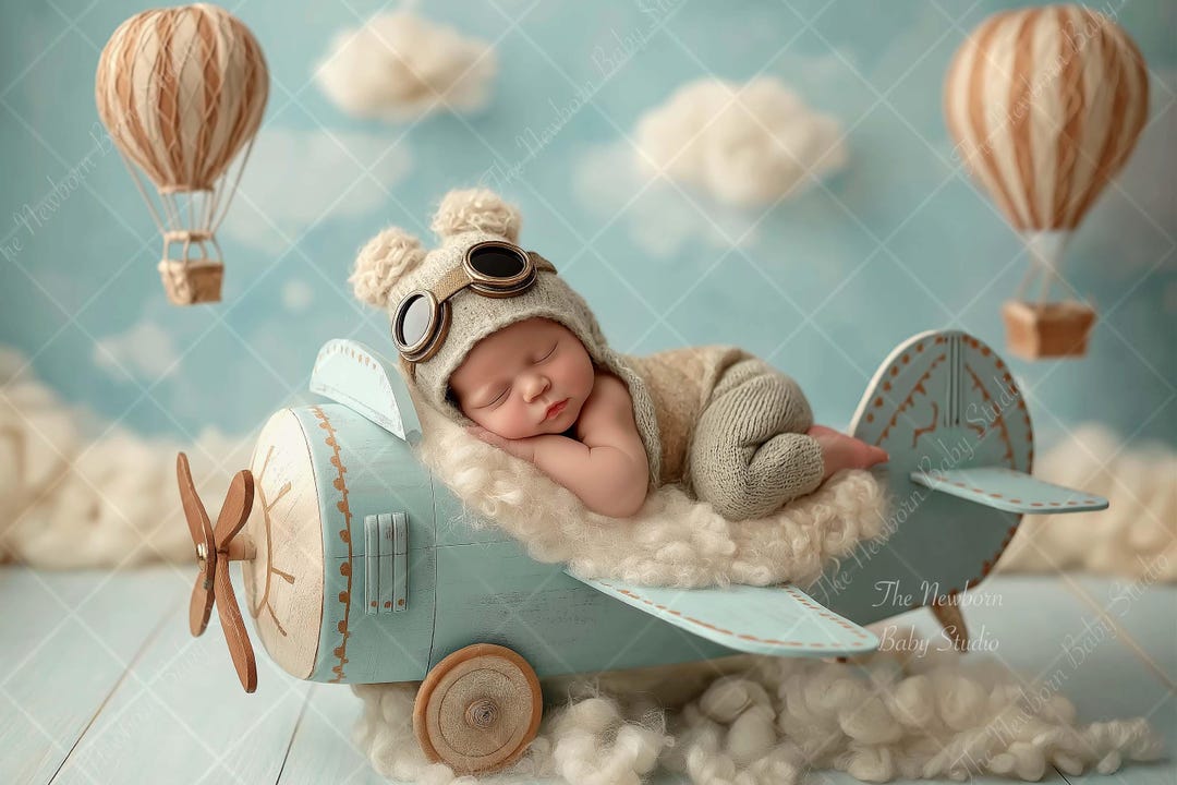 Airplane Newborn Digital Backdrop | Aeroplane Photography Prop Scene ...