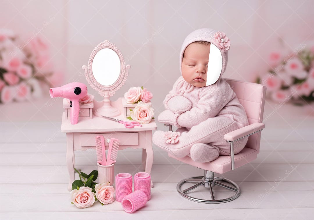Sweet Salon Chic Newborn Digital Backdrop | Face Insert Photo Prop ...