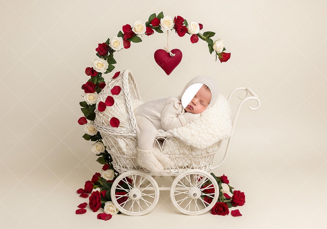 Pram Face Insert Newborn Digital Background, Vintage Pram Photo Prop ...