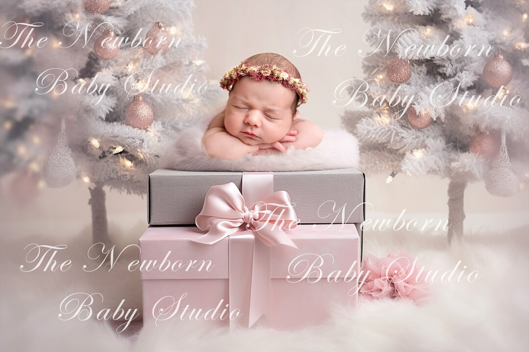 Newborn Digital Backdrop With Present Box, Christmas Present Box ...