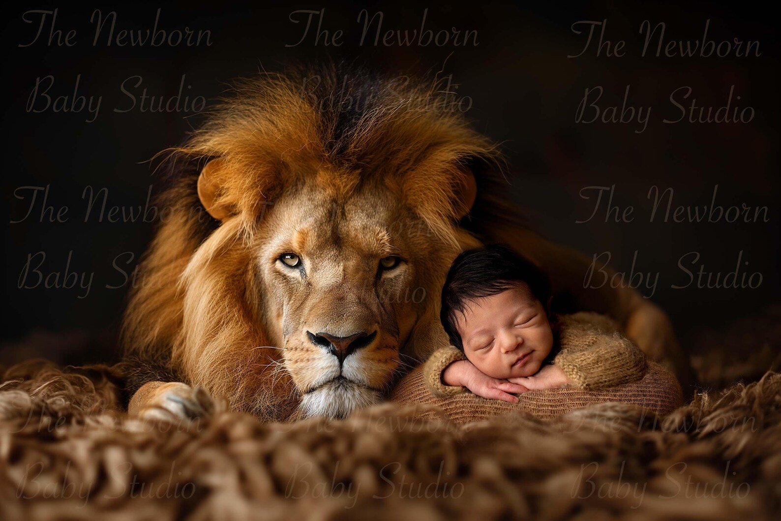 Newborn Digital Backdrop With Lion Digital Backdrop Newborn Animal Lion ...