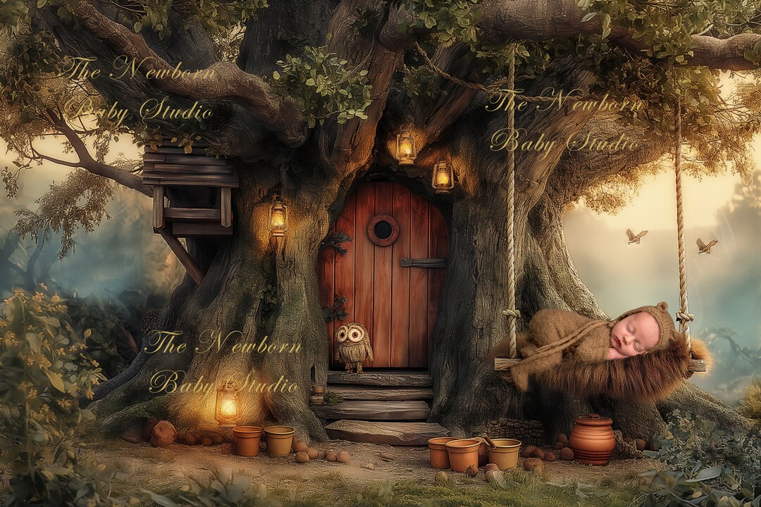Newborn Digital Backdrop, Treehouse Backdrop Newborn, Digital Backdrop ...