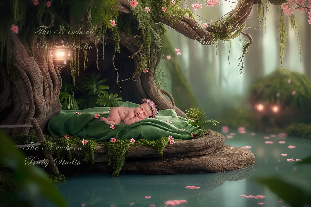 Newborn Digital Backdrop With Treehouse, Digital Backdrop Newborn ...