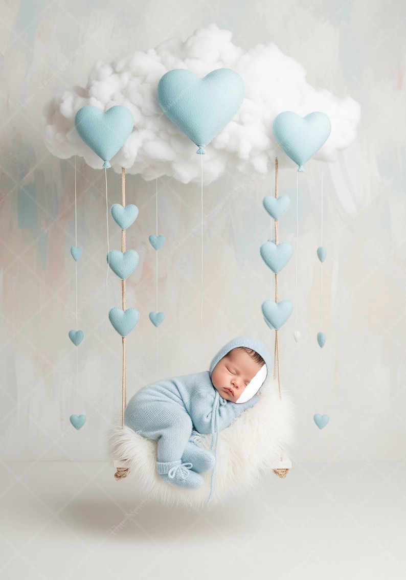 Newborn Digital Backdrop Valentines Day, Face Insert Swing Baby Boy ...