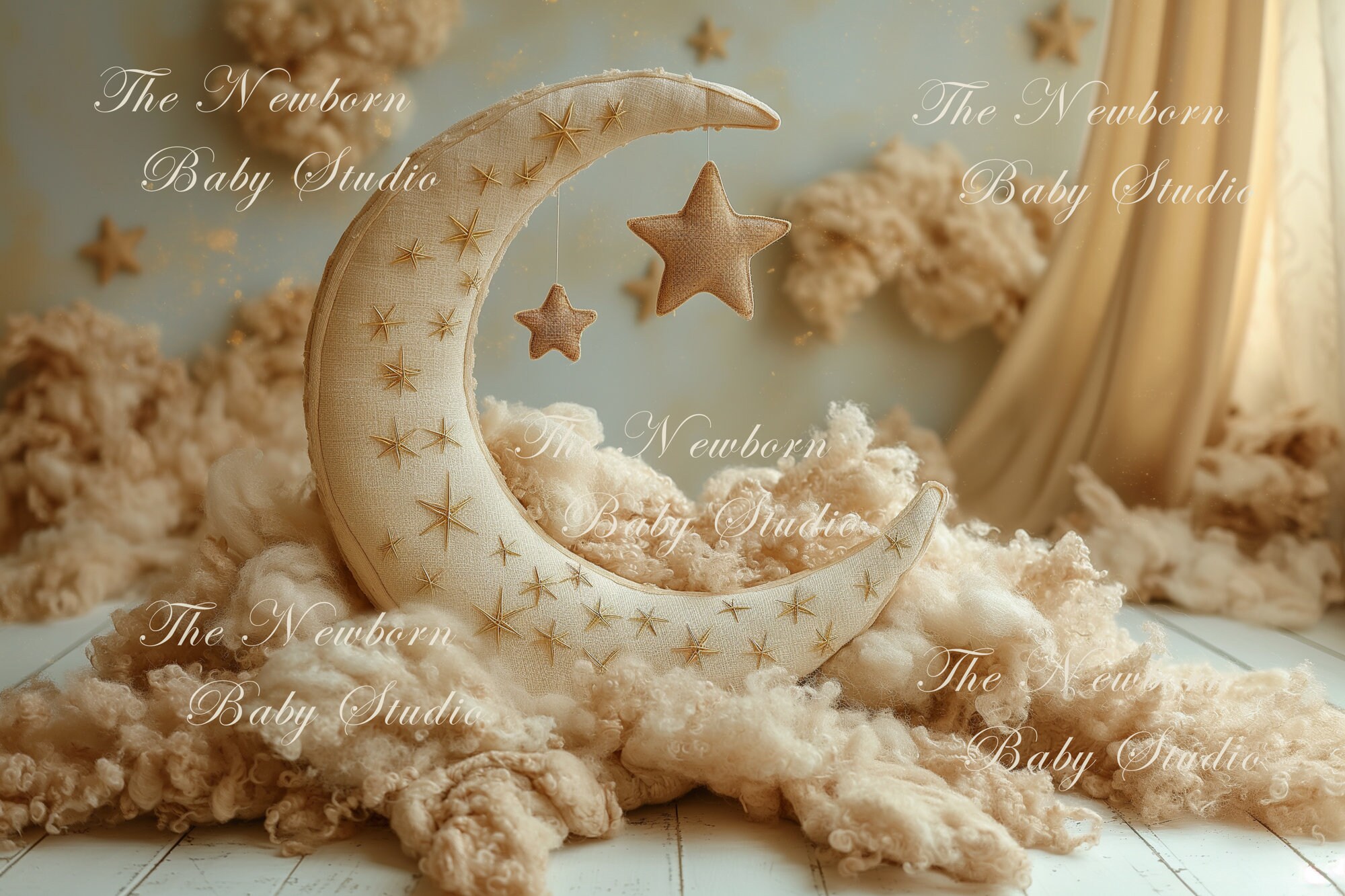 Newborn Digital Backdrop With Crescent Moon, Digital Backdrop Newborn ...