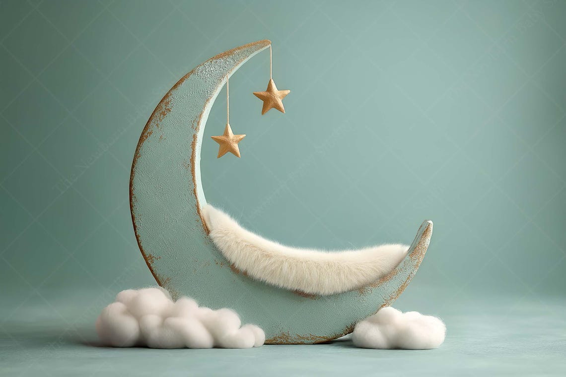 Crescent Moon Newborn Backdrop | Digital Baby Photo Prop | Moon and ...