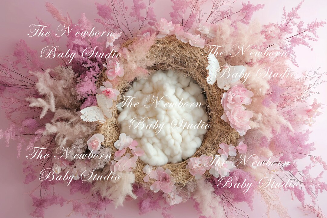 Floral Nest Backdrop Girl, Newborn Digital Backdrop, Digital Backdrop ...