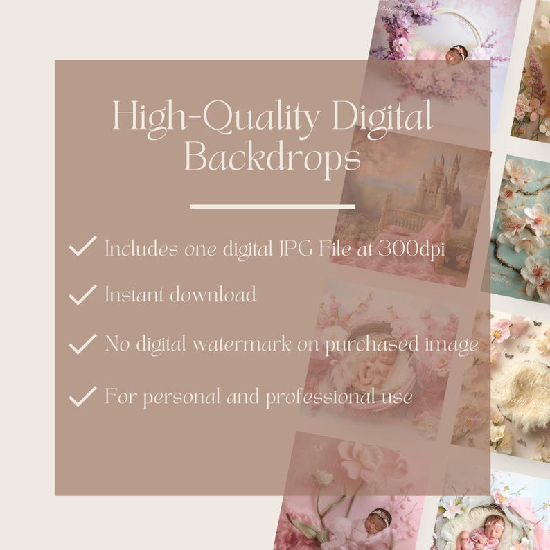 Boho Newborn Digital Backdrop | Floral Wreath Baby Photo Prop | Floral ...