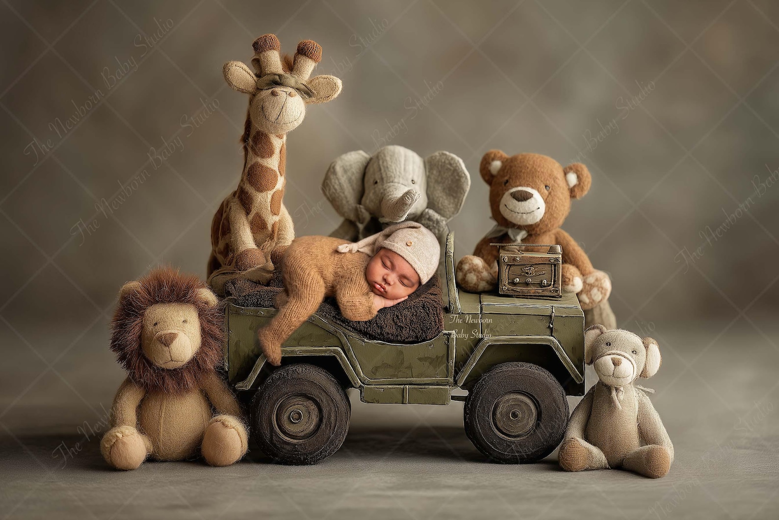 Newborn Digital Backdrop Safari Jeep Theme | Jungle Animal Baby Photo ...
