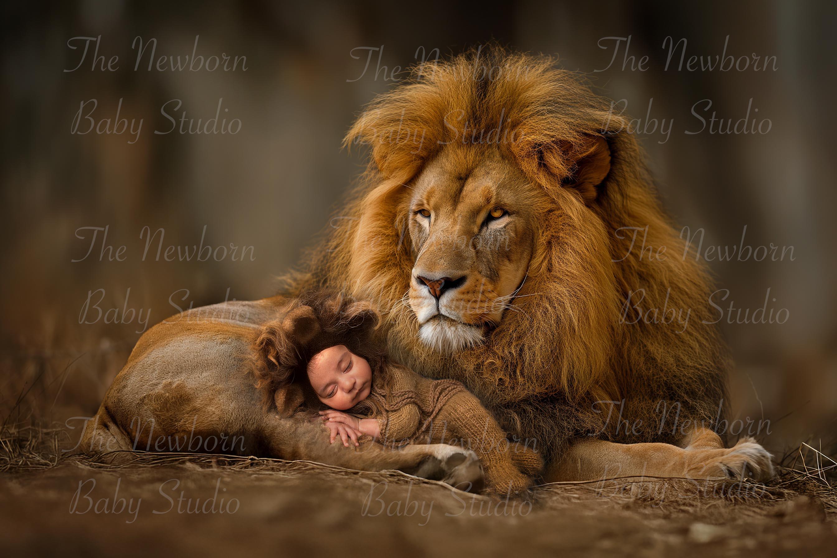 Newborn Digital Backdrop With Lion, Digital Backdrop Newborn, Newborn ...