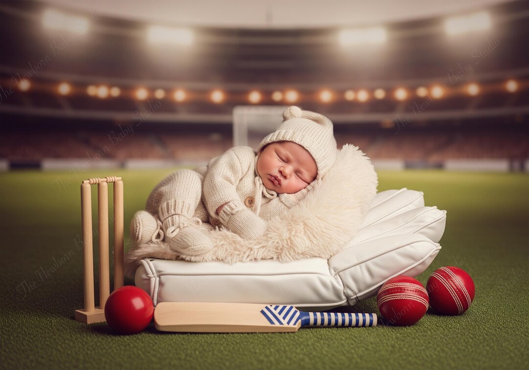 Cricket Newborn Digital Backdrop, Sports Baby Photography Background ...