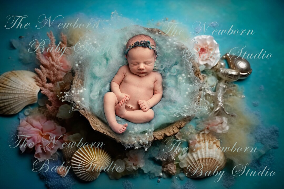 Newborn Digital Backdrop, Digital Backdrop Newborn, Shell Backdrop ...
