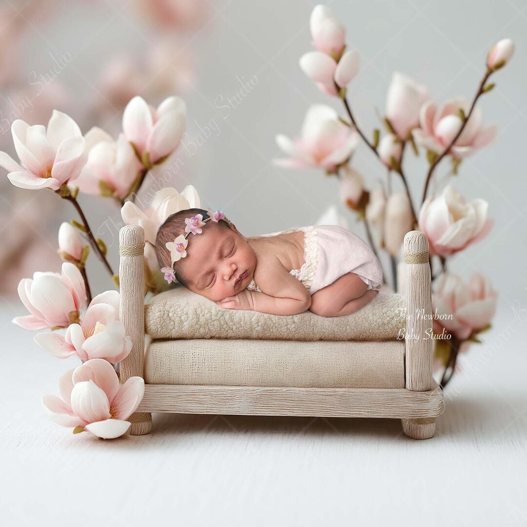 Newborn Digital Backdrop With Flowers | Mini Bed Floral Background ...