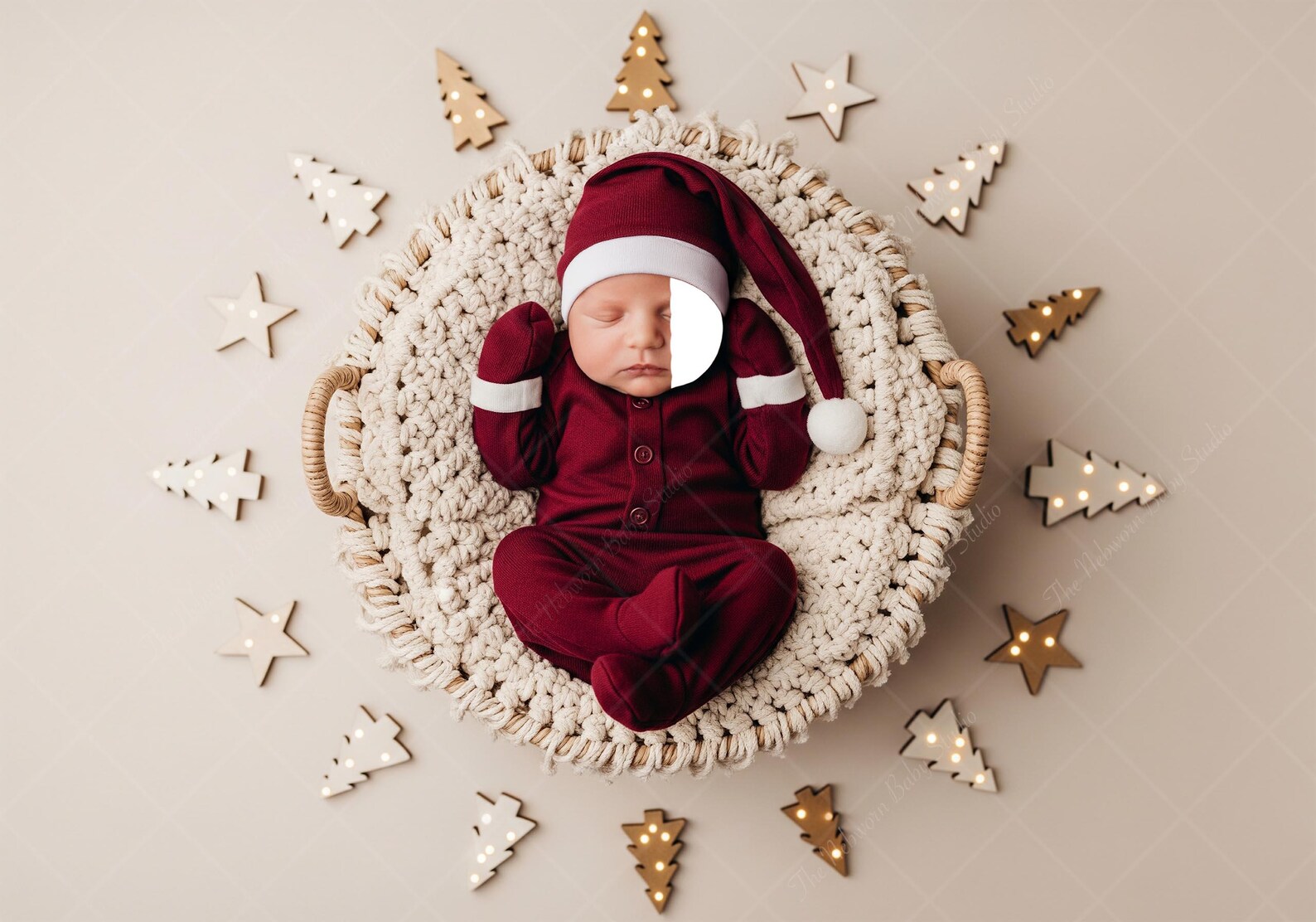Christmas Newborn Digital Backdrop | Santa Baby Face Insert Photo Prop ...