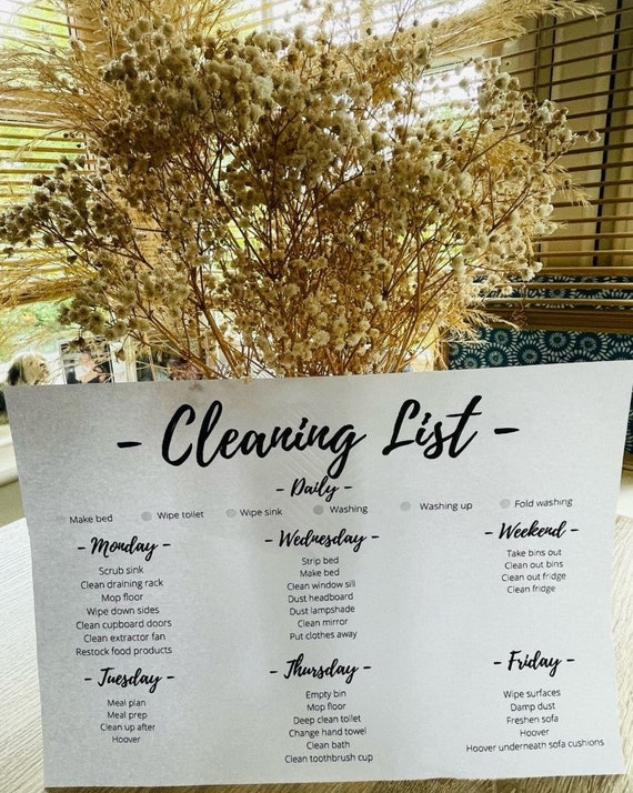 Cleaning Chart Printable - Etsy