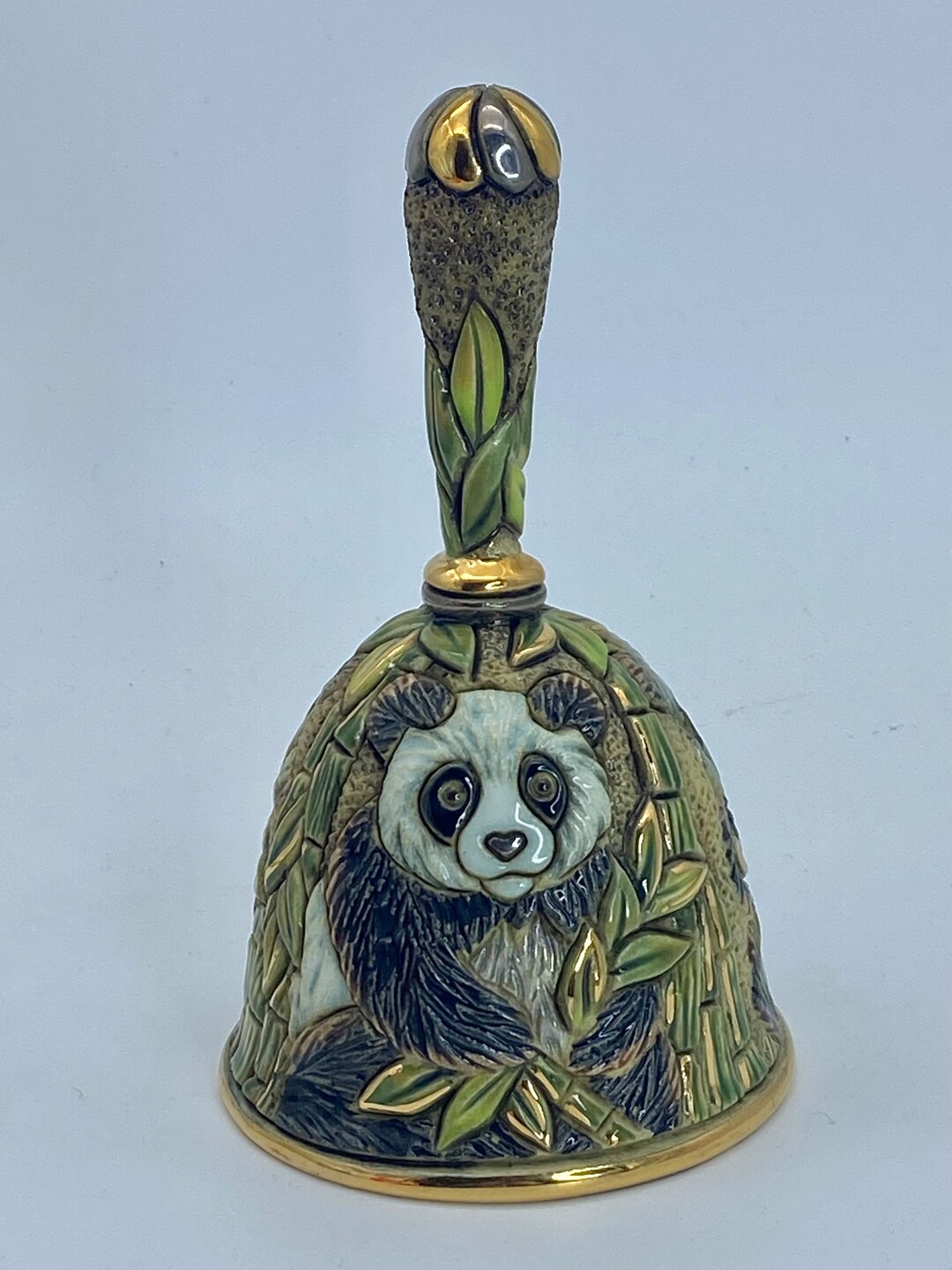 Vintage Panda Bear Bell Ceramic Enamel & Gold Bomboniere De Rosa ...
