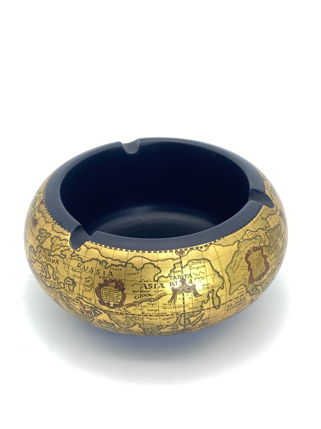 Vintage Handmade Old World Map Ashtray Florentine Italy 91012 Large ...