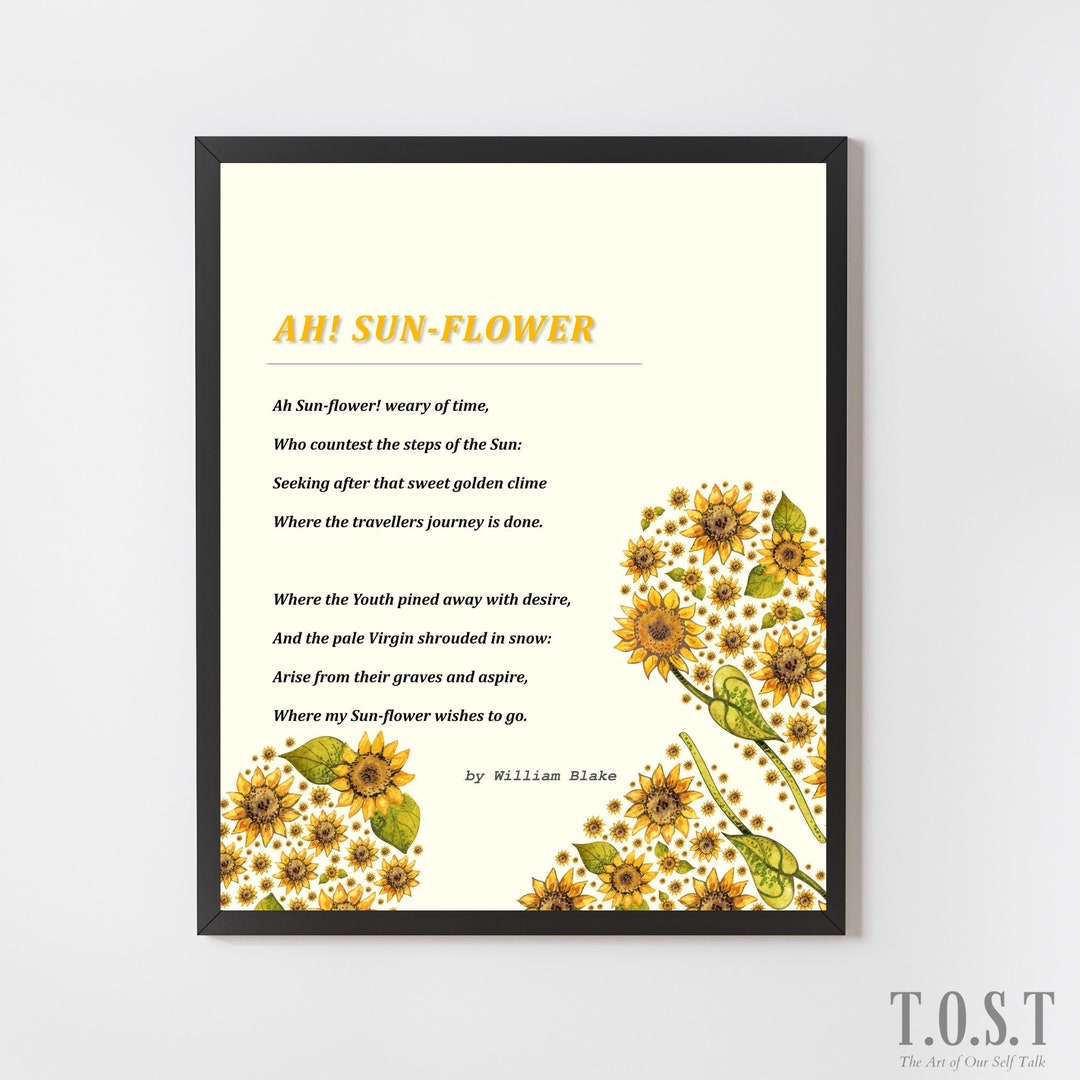 Ah Sunflower Poem by William Blake Sunflower Printable Wall - Etsy