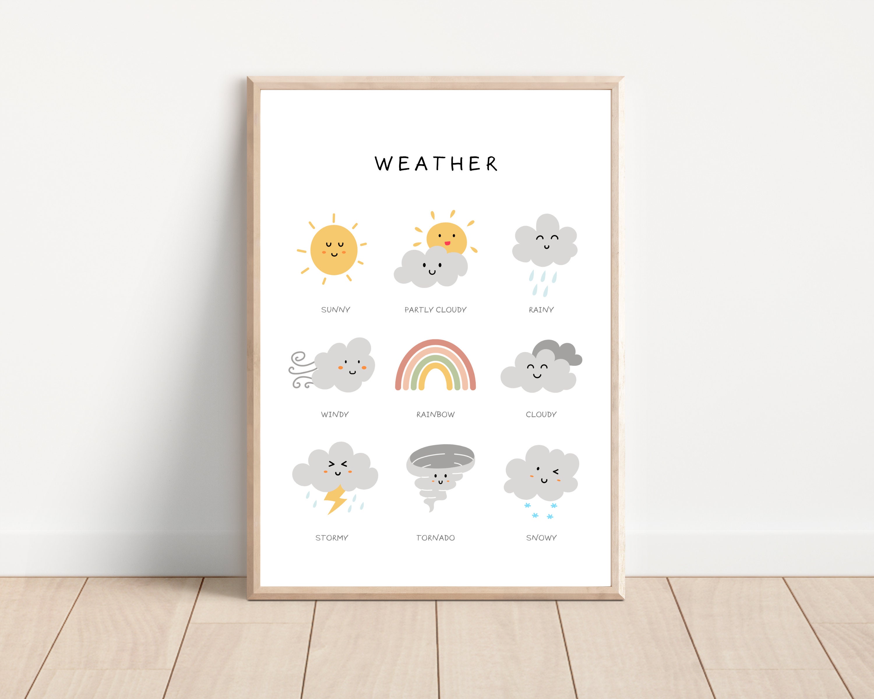 Weather Poster, Educational Print, Printable Wall Art, Montessori ...