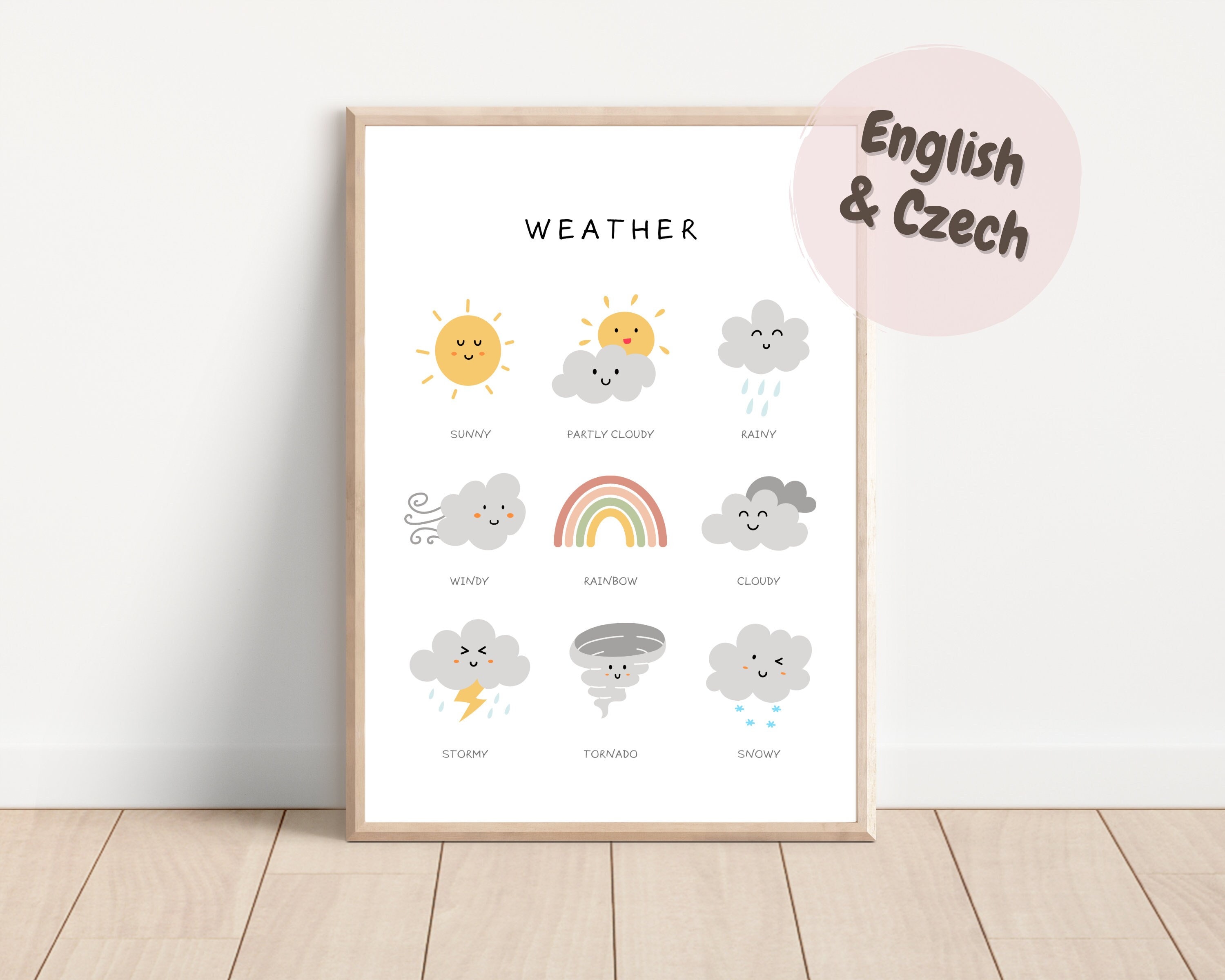 Weather Poster, Educational Print, Printable Wall Art, Montessori ...