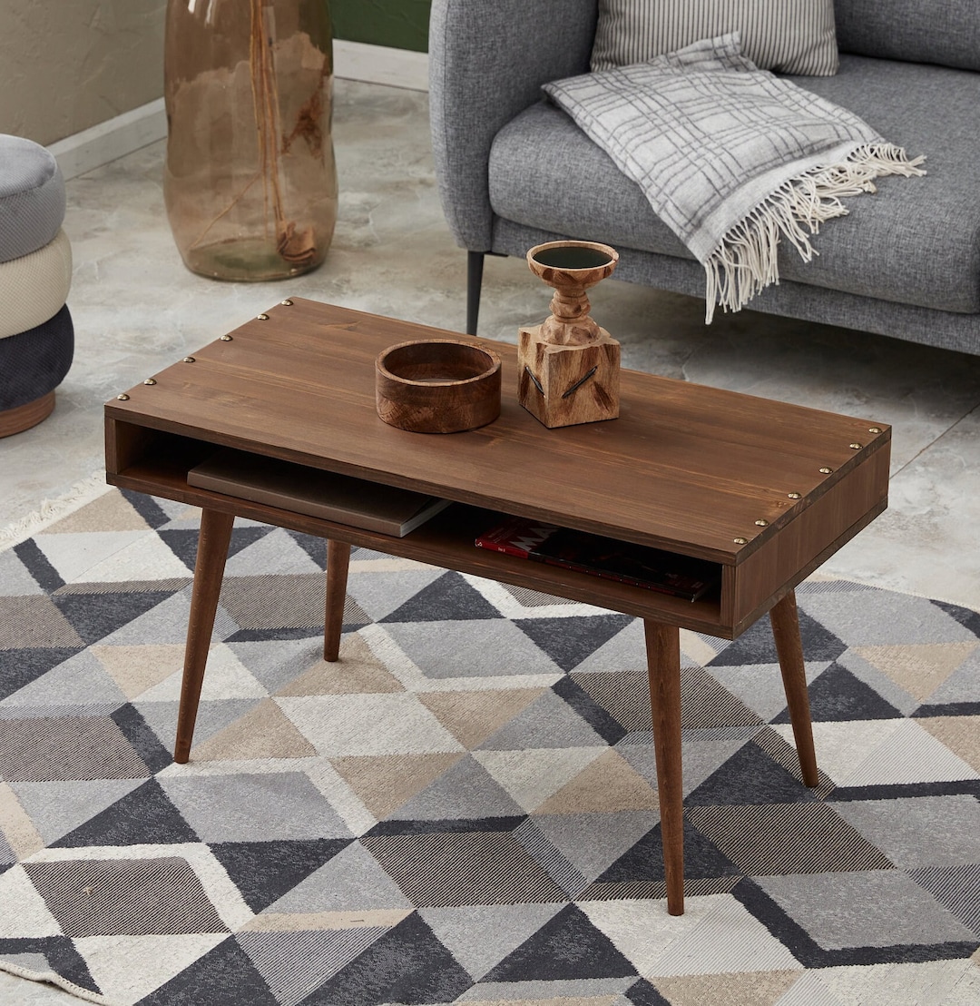 SECTIONED COFFEE TABLE, Wooden Legs, Handmade Rustic Coffee Table ...