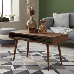 SECTIONED COFFEE TABLE, Wooden Legs, Handmade Rustic Coffee Table ...