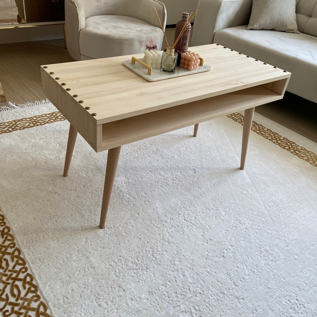 SECTIONED COFFEE TABLE Wooden Legs Handmade Rustic Coffee - Etsy