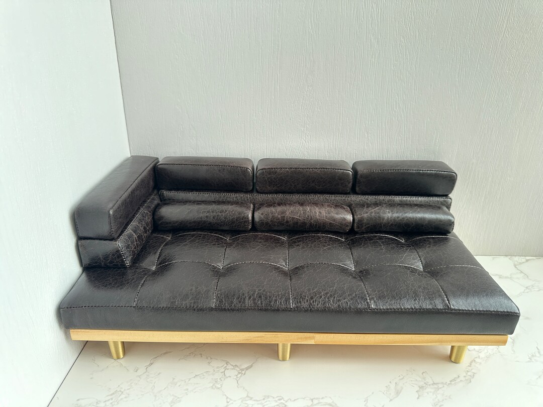 Dollhouse 1:6 Scale Miniature Leather Modular Sofa, Movable Doll ...