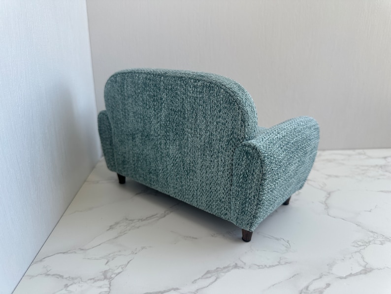 1:6 Scale Gray Orchid Linen Miniature Loverseat Couch, Dollhouse ...