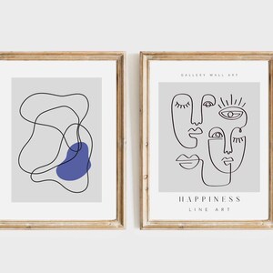 Happiness Abstract Line Art | Minimalist Art | | Women Line Art ...