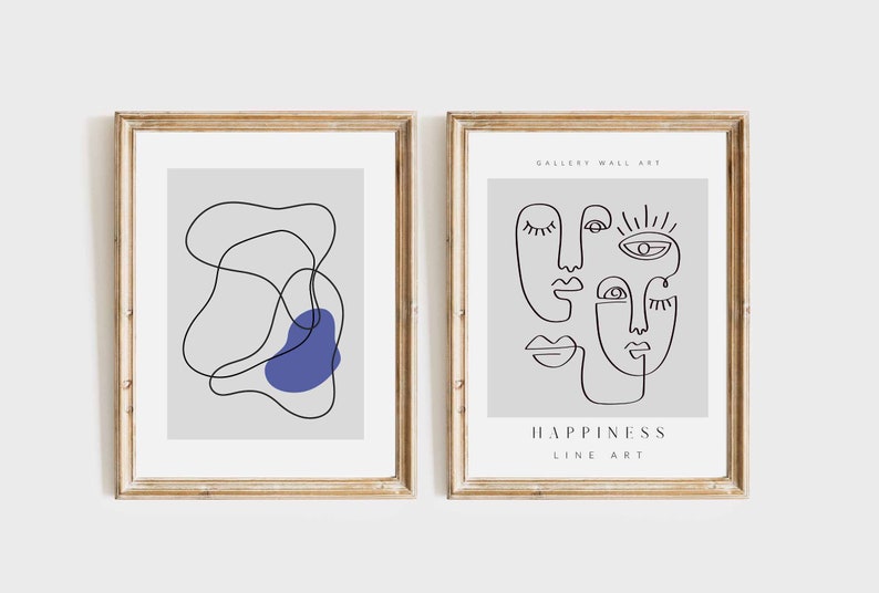Happiness Abstract Line Art | Minimalist Art | | Women Line Art ...