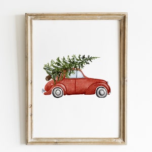 Printable Christmas Tree Car Print, Winter Wall Art, Christmas ...